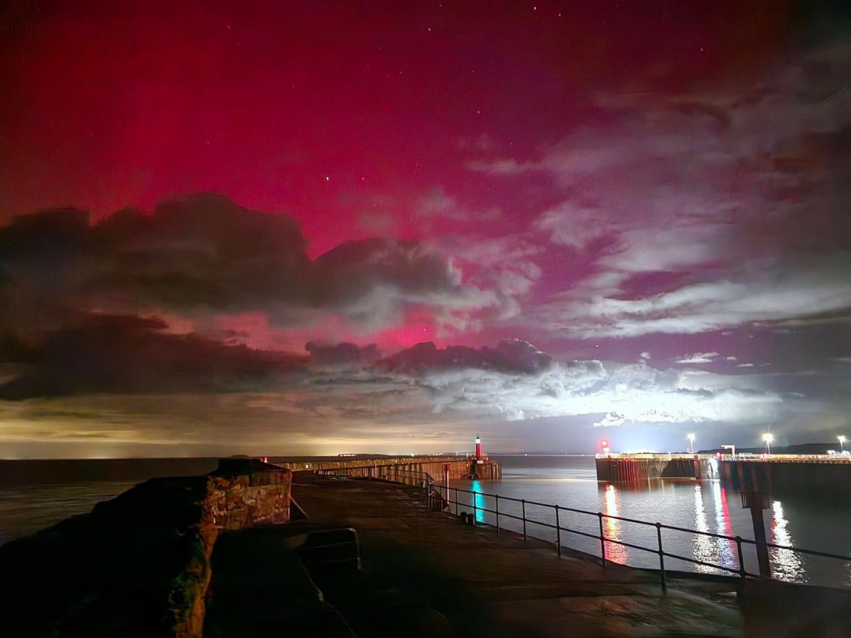 Northern Lights over Watchet Harbour – Exmoor 4 all